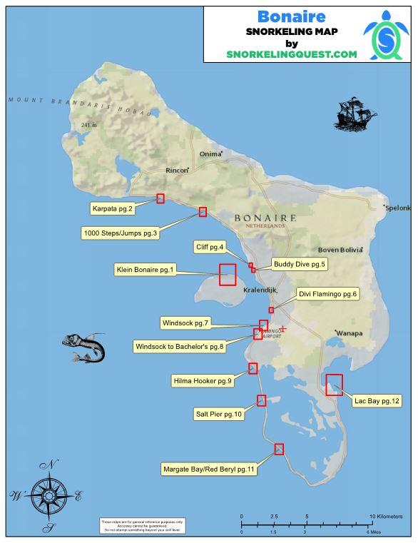 Printable Map Of Bonaire Snorkeling Quest | Bonaire Snorkeling Map